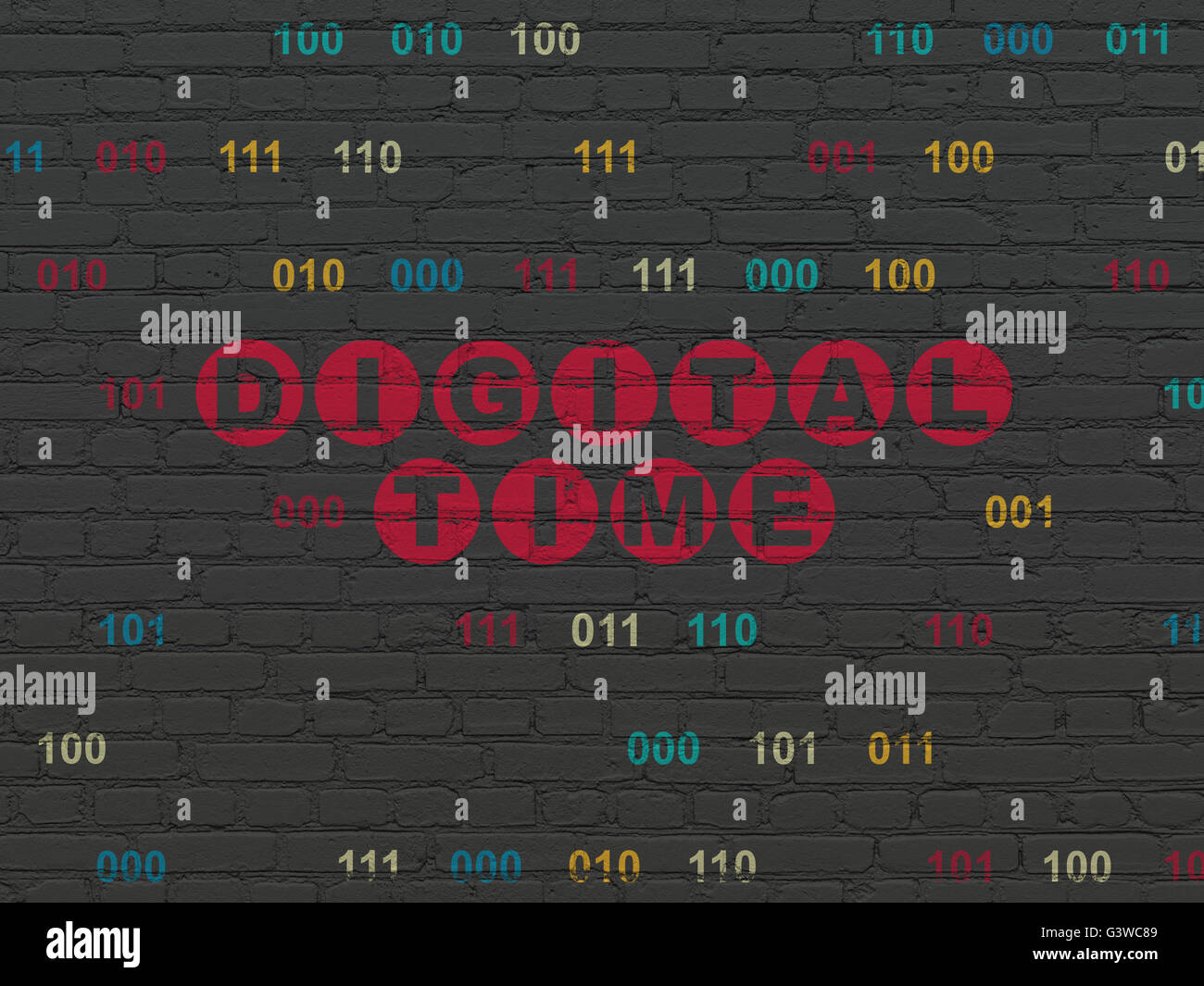 Timeline concept: Digital Time on wall background Stock Photo - Alamy