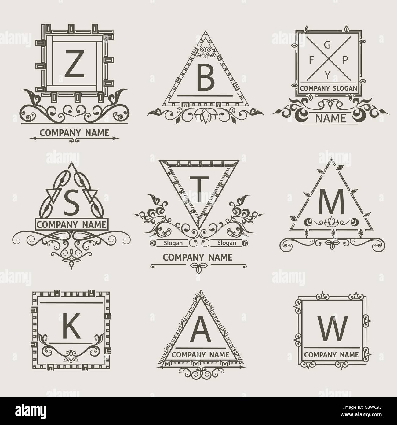 Set ornamental arabesque emblem, logos Stock Vector Image & Art - Alamy
