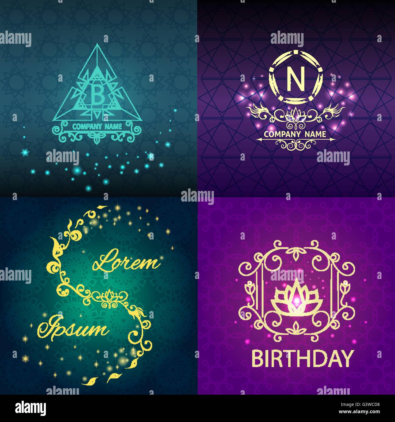 Set shiny cards, pattern, ornament Stock Vector Image & Art - Alamy