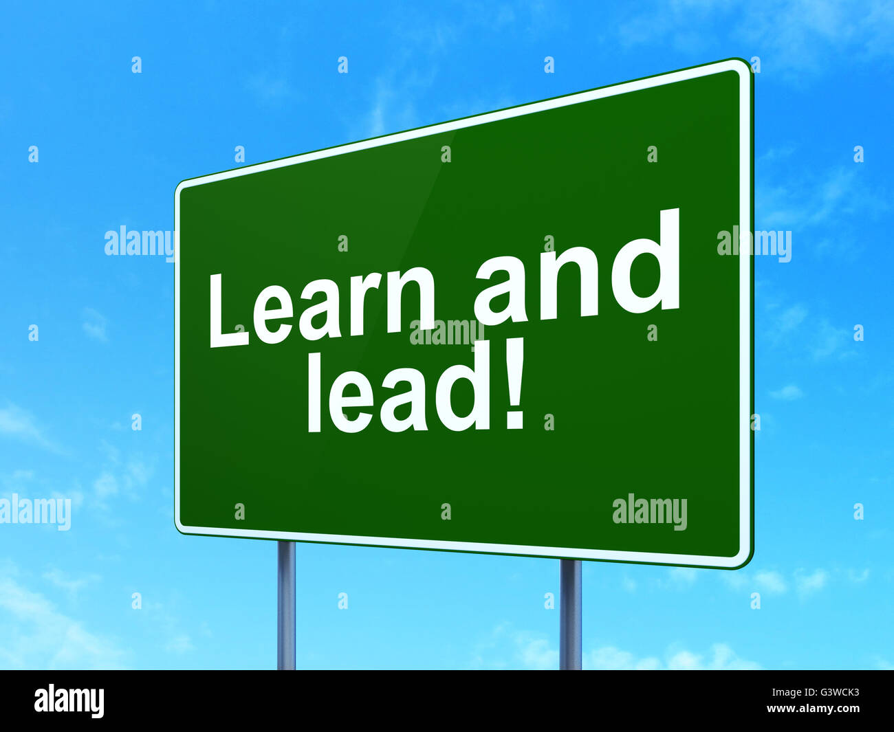 Learning concept: Learn and Lead! on road sign background Stock Photo ...