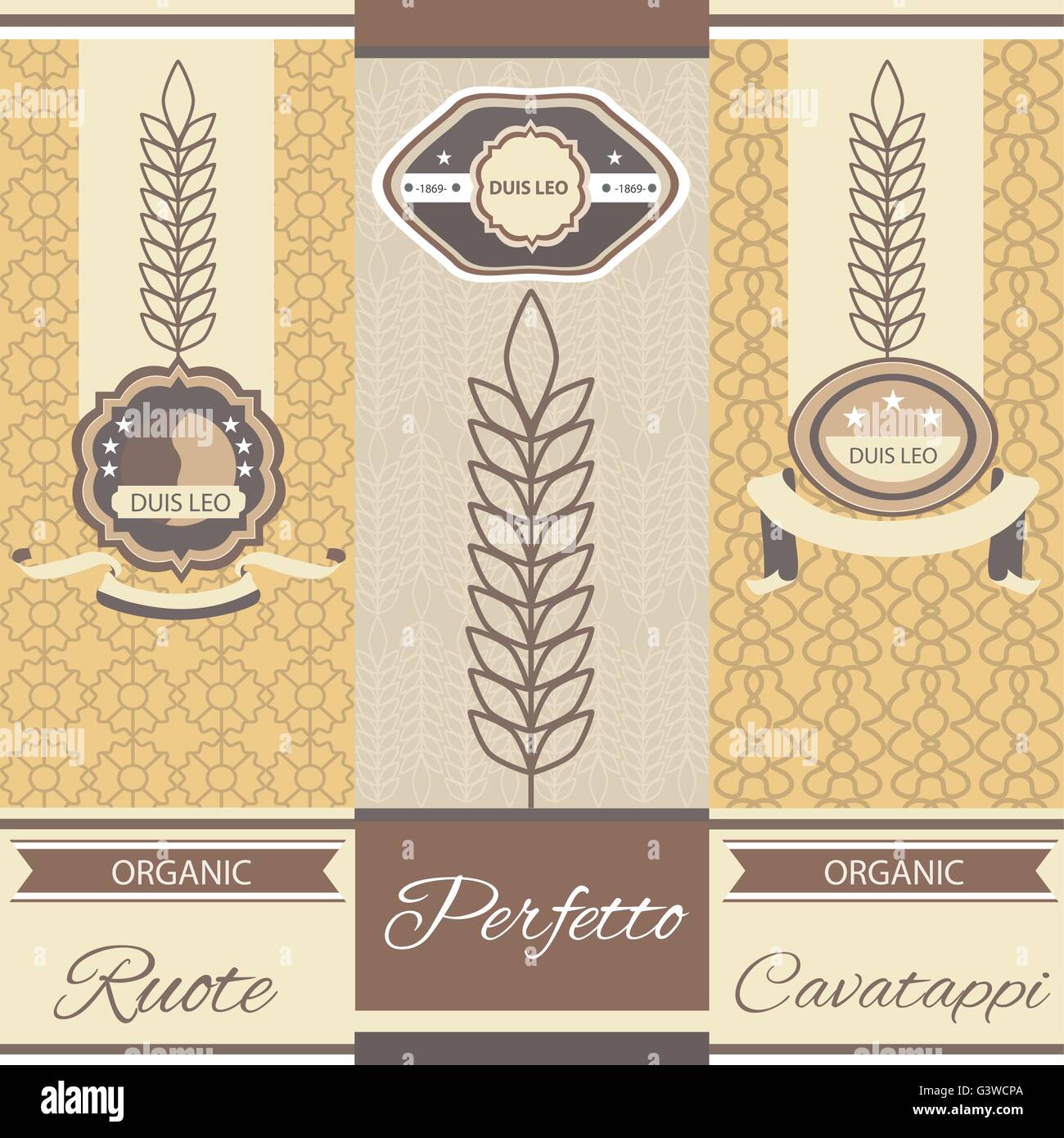 Set linear pasta Italian cuisine flyers, labels Stock Vector Image ...
