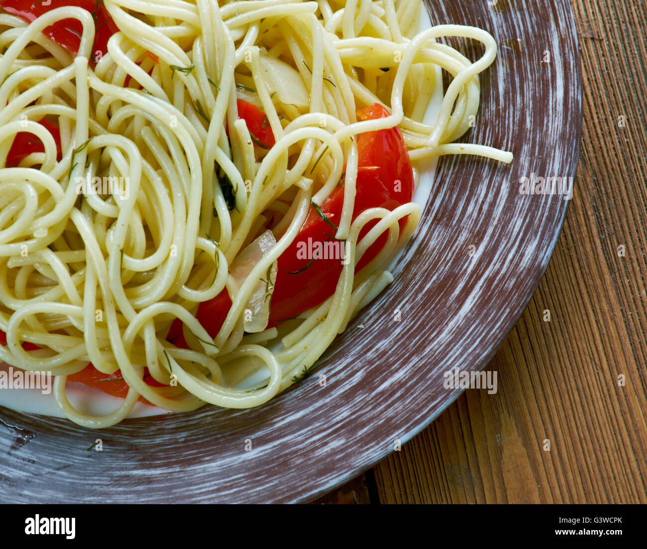 Spaghetti with Spanish flavours. Spanish Pasta With Sausage Stock Photo ...