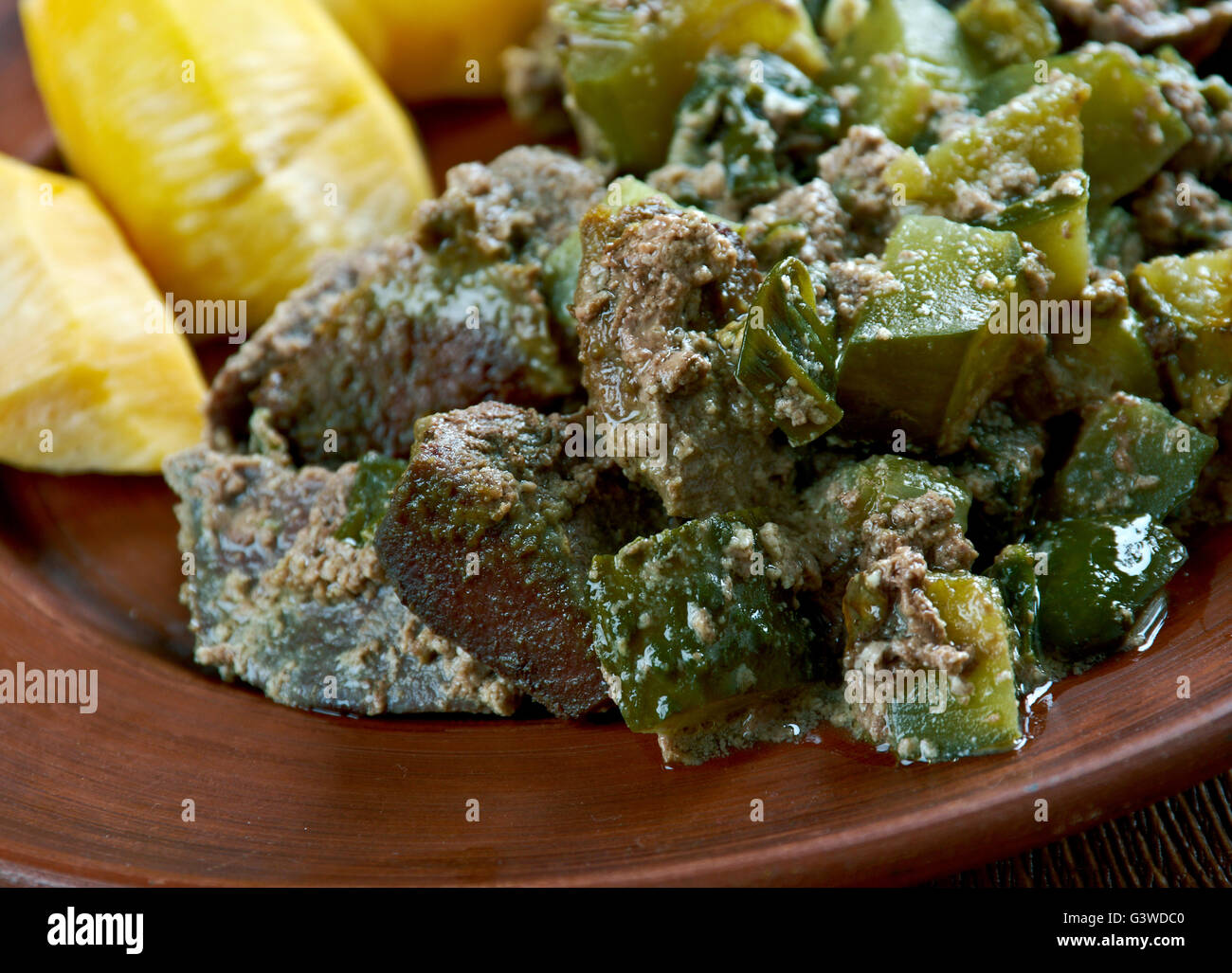 Liver Russian style with steamed turnip Stock Photo - Alamy