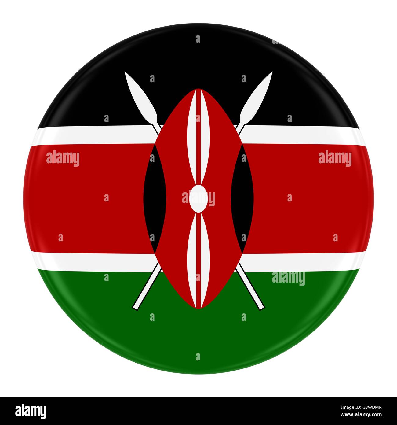 Kenyan Flag Badge - Flag of Kenya Button Isolated on White Stock Photo ...