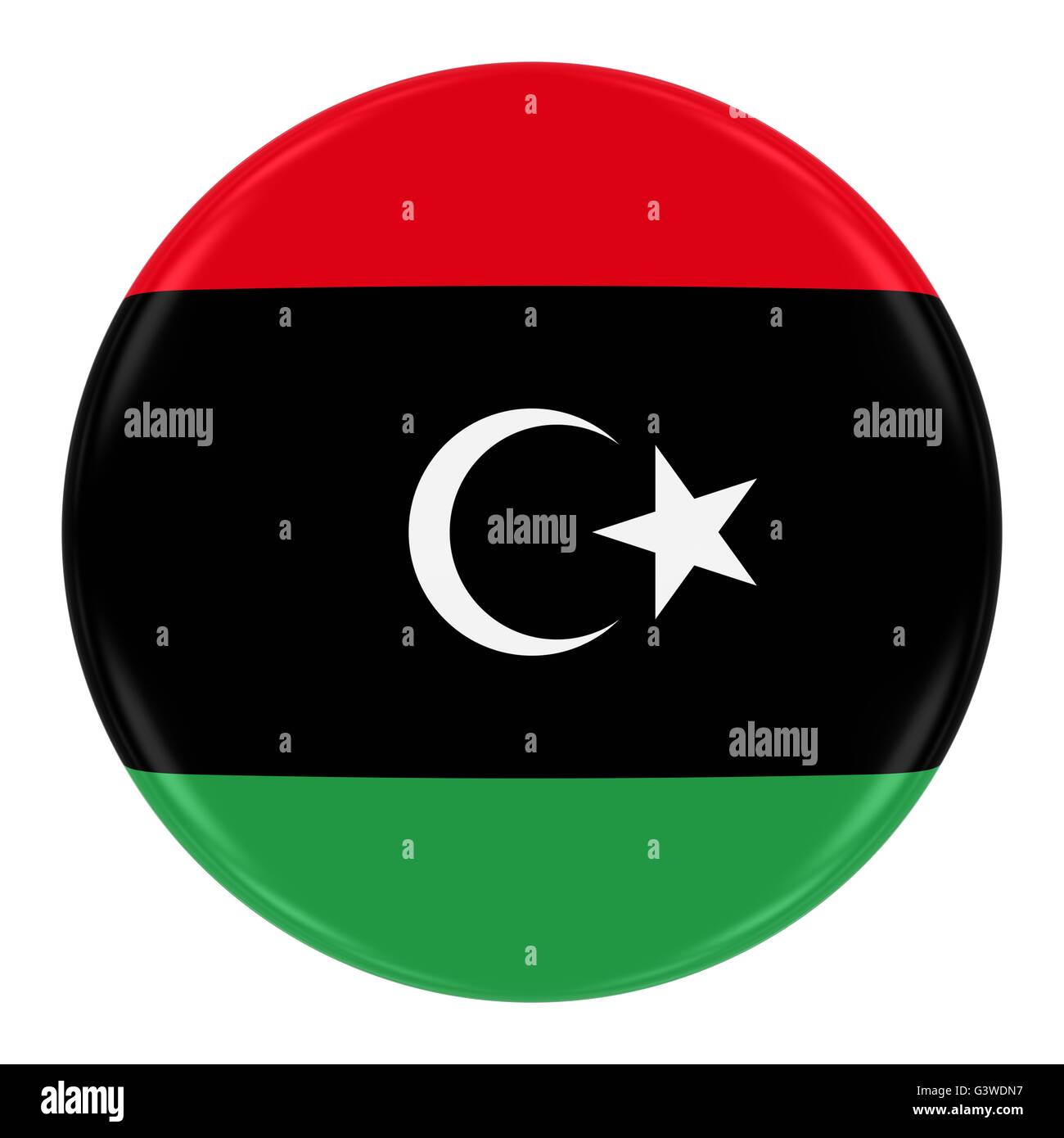 Libyan Flag Badge - Flag of Libya Button Isolated on White Stock Photo - Alamy