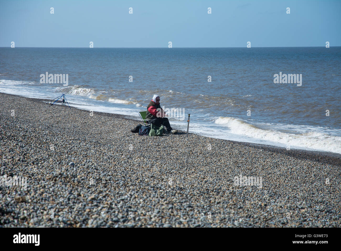 Sea fishing on the Norfolk coast. Taken at Weybourne beach Stock Photo ...