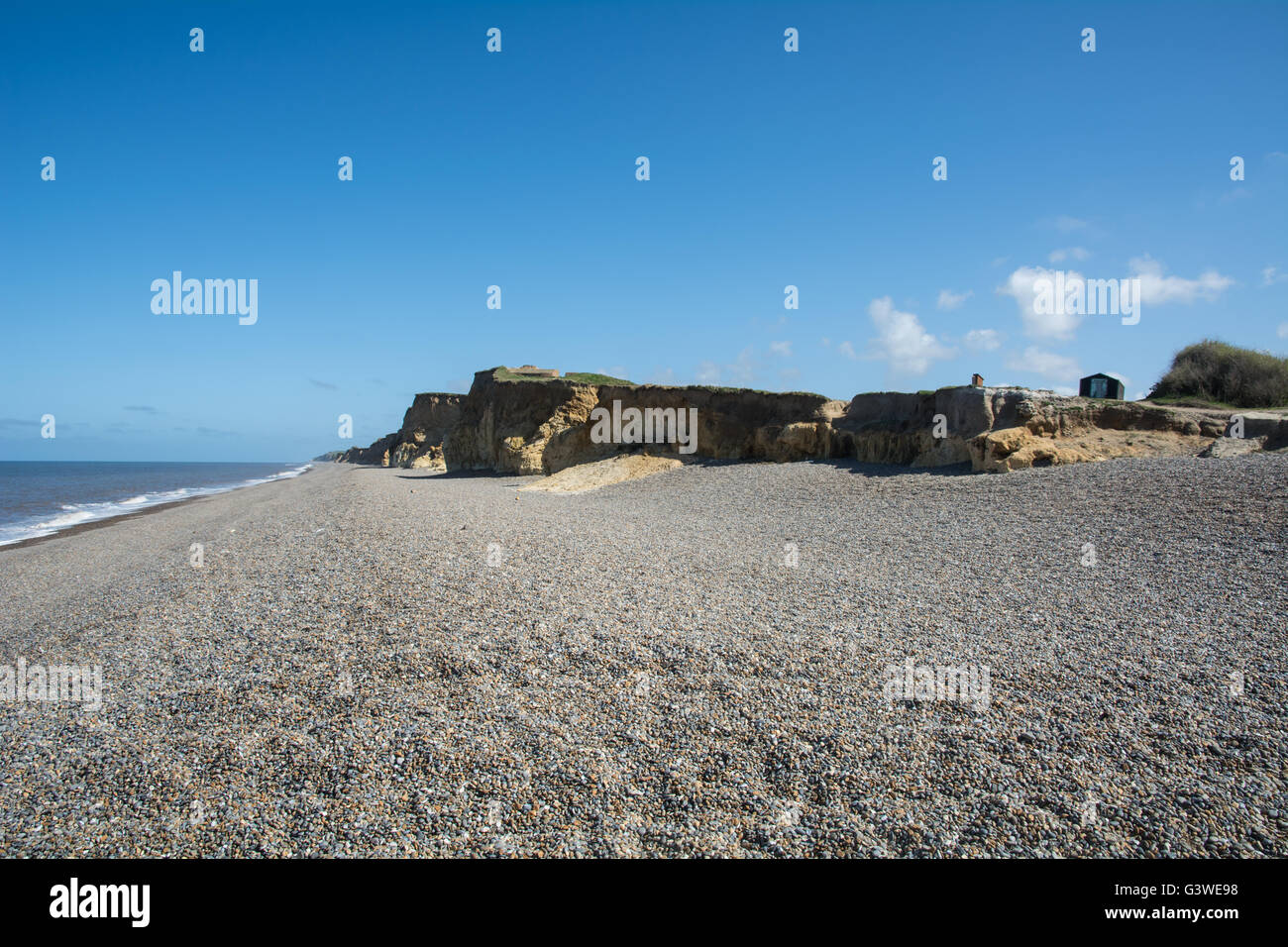 A view of the Weybourne cliffs and beach in Norfok Stock Photo - Alamy