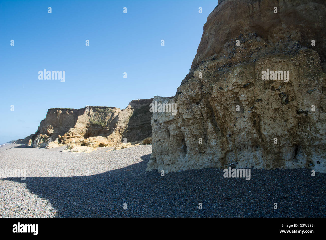 A view of the Weybourne cliffs and beach in Norfok Stock Photo - Alamy