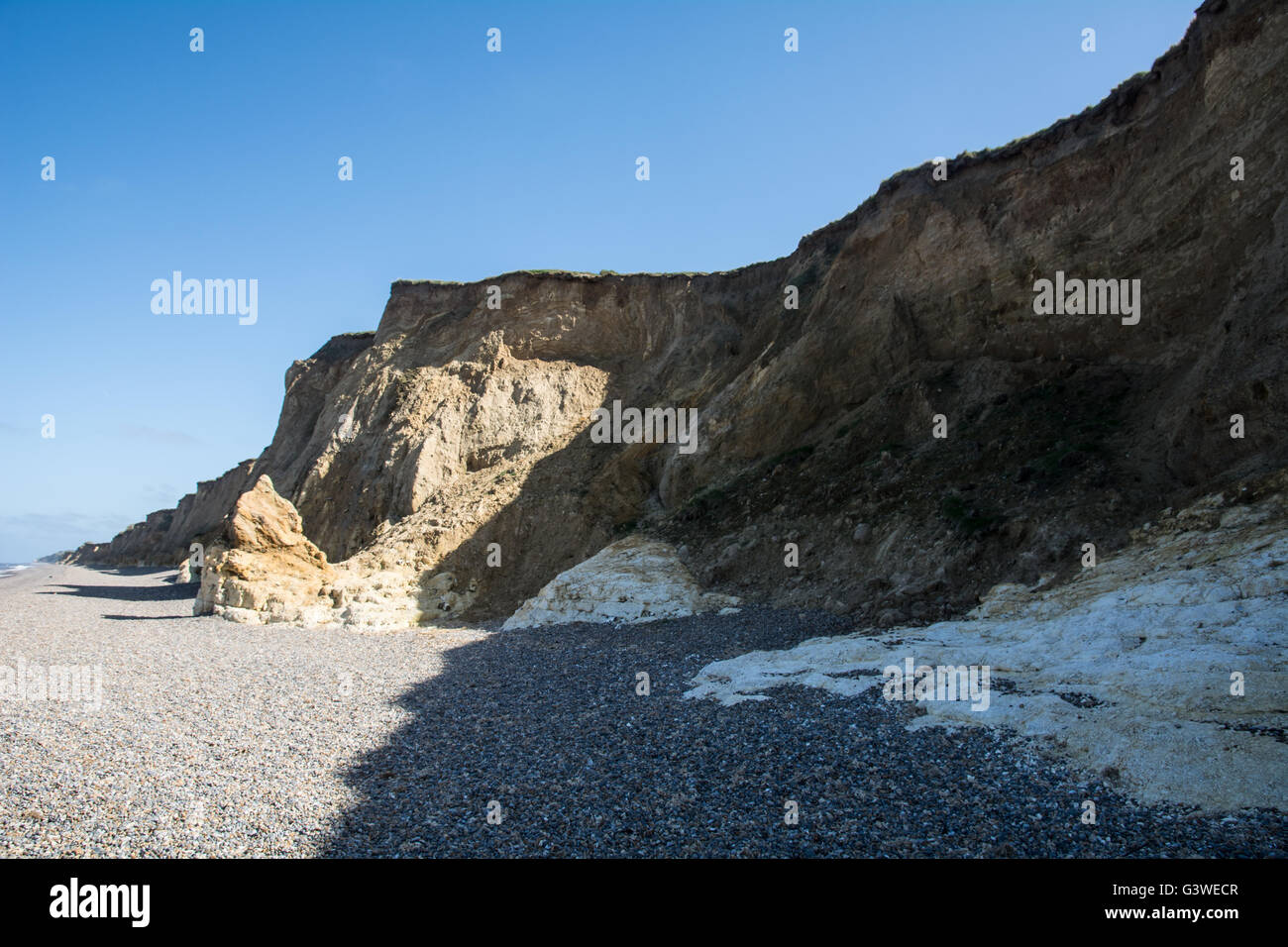 A view of the Weybourne cliffs and beach in Norfok Stock Photo - Alamy