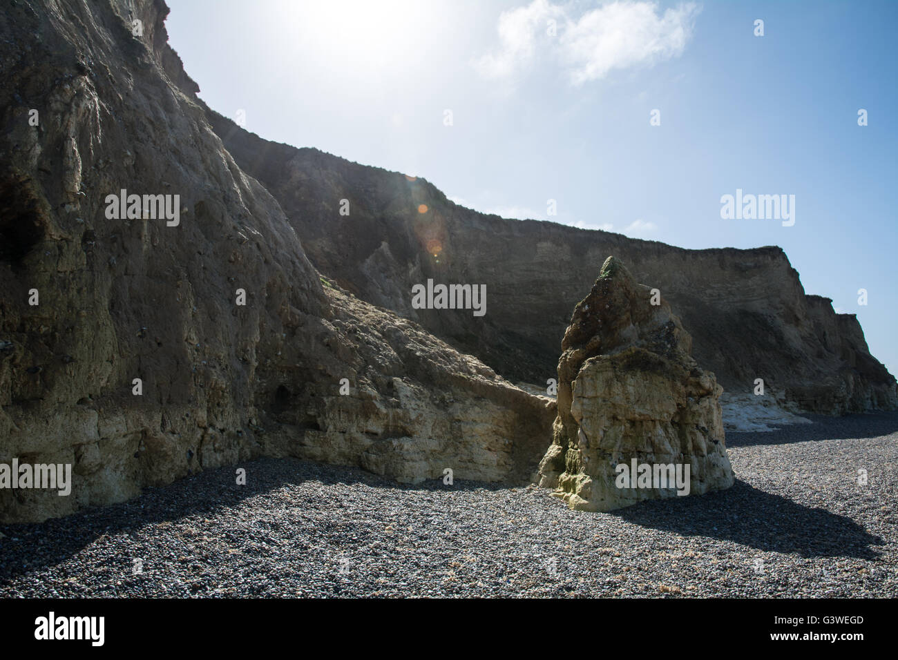 A view of the Weybourne cliffs and beach in Norfok Stock Photo - Alamy