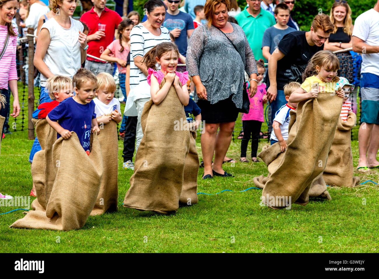 Children Race In A Traditional Sack Race At The Medieval Fair Of ...