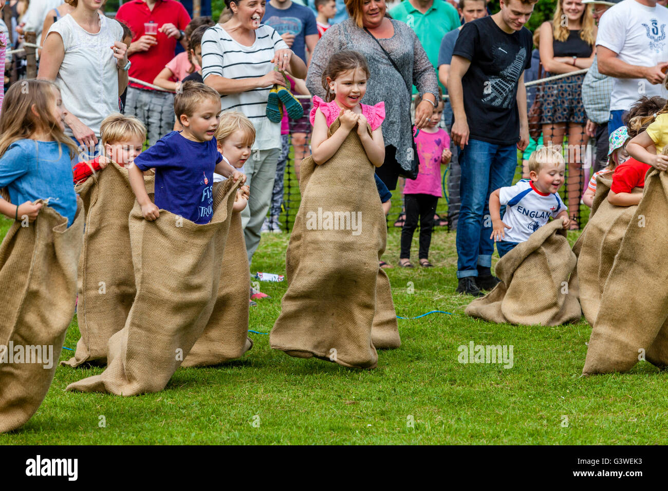 Children Race In A Traditional Sack Race At The Medieval Fair Of ...