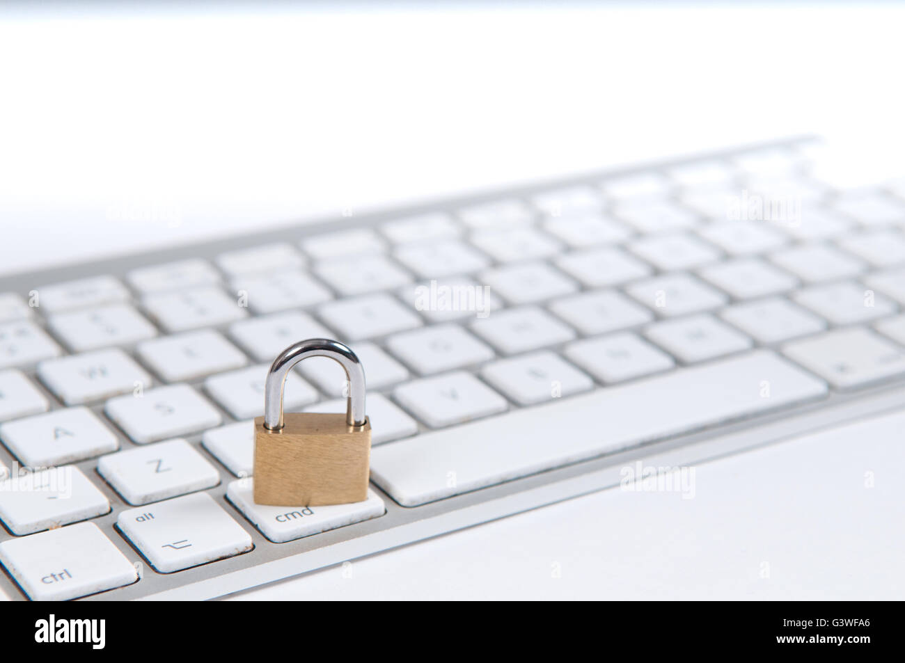 Internet security concept with a laptop computer being protected from ...