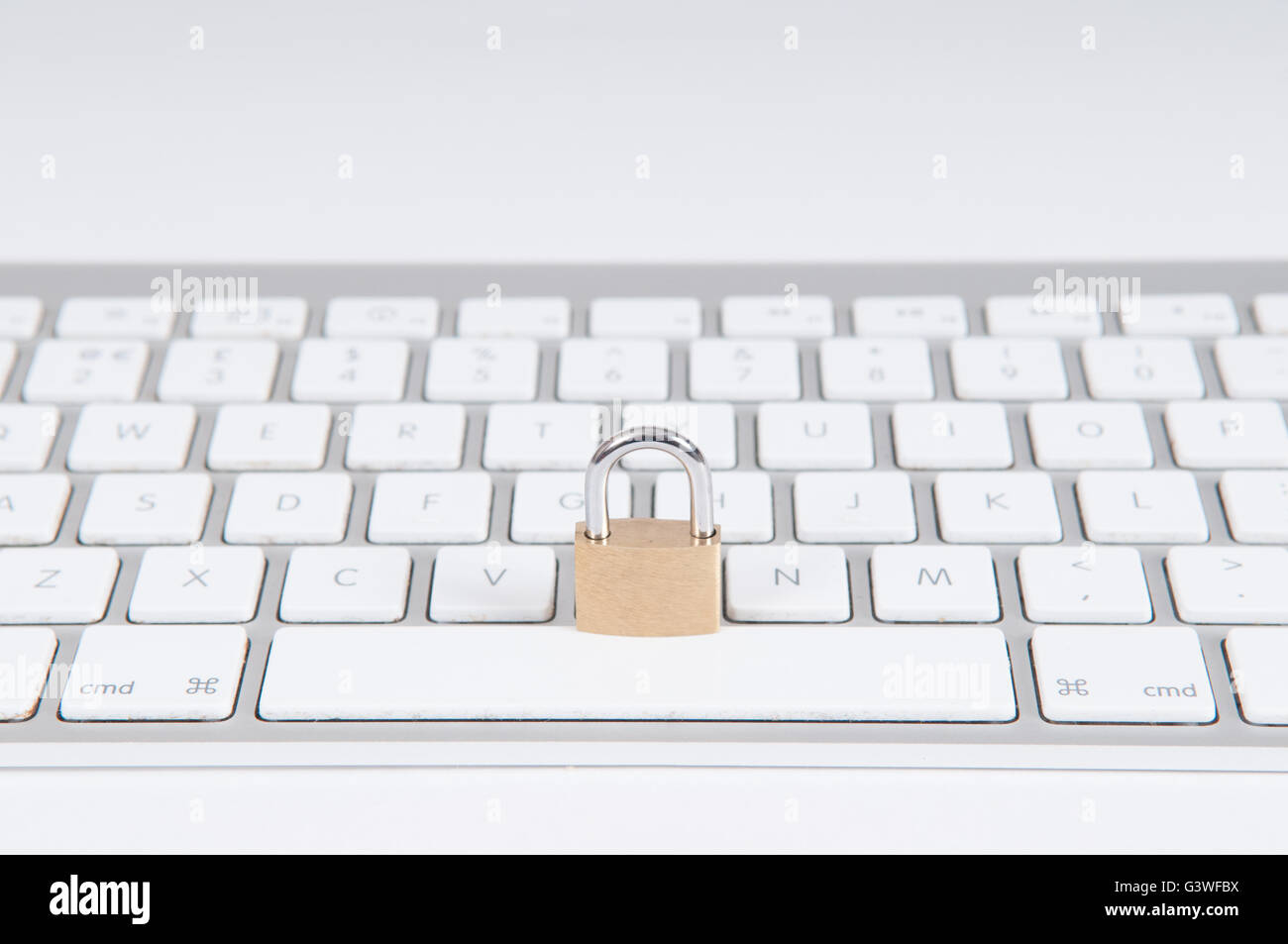 Internet security concept with a laptop computer being protected from ...