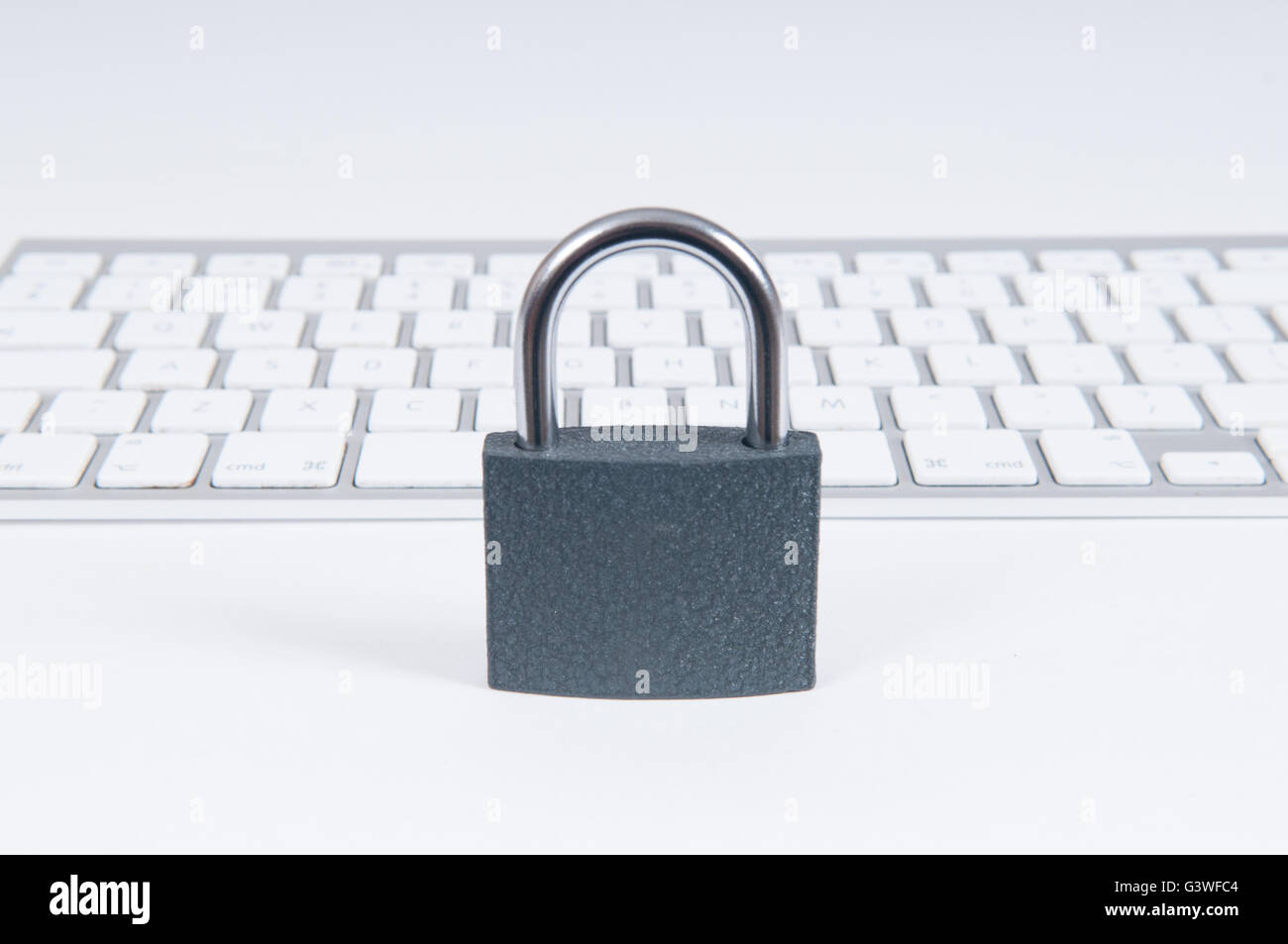 Internet security concept with a laptop computer being protected from ...