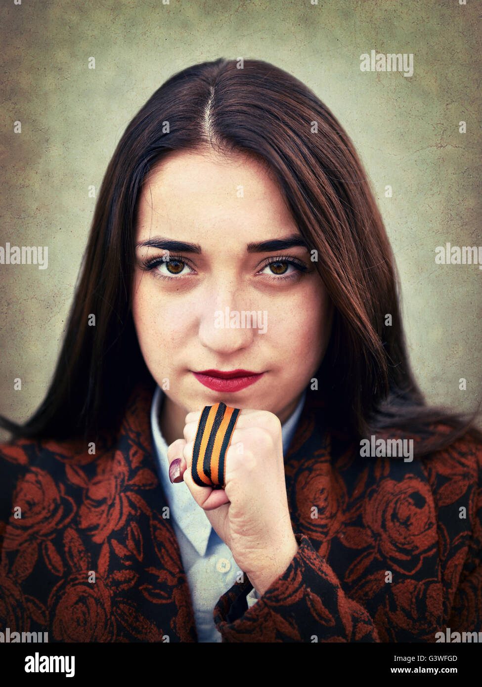 Red ribbon girl hi-res stock photography and images - Alamy