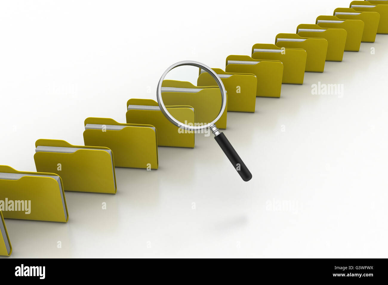 File searching through magnifier Stock Photo - Alamy