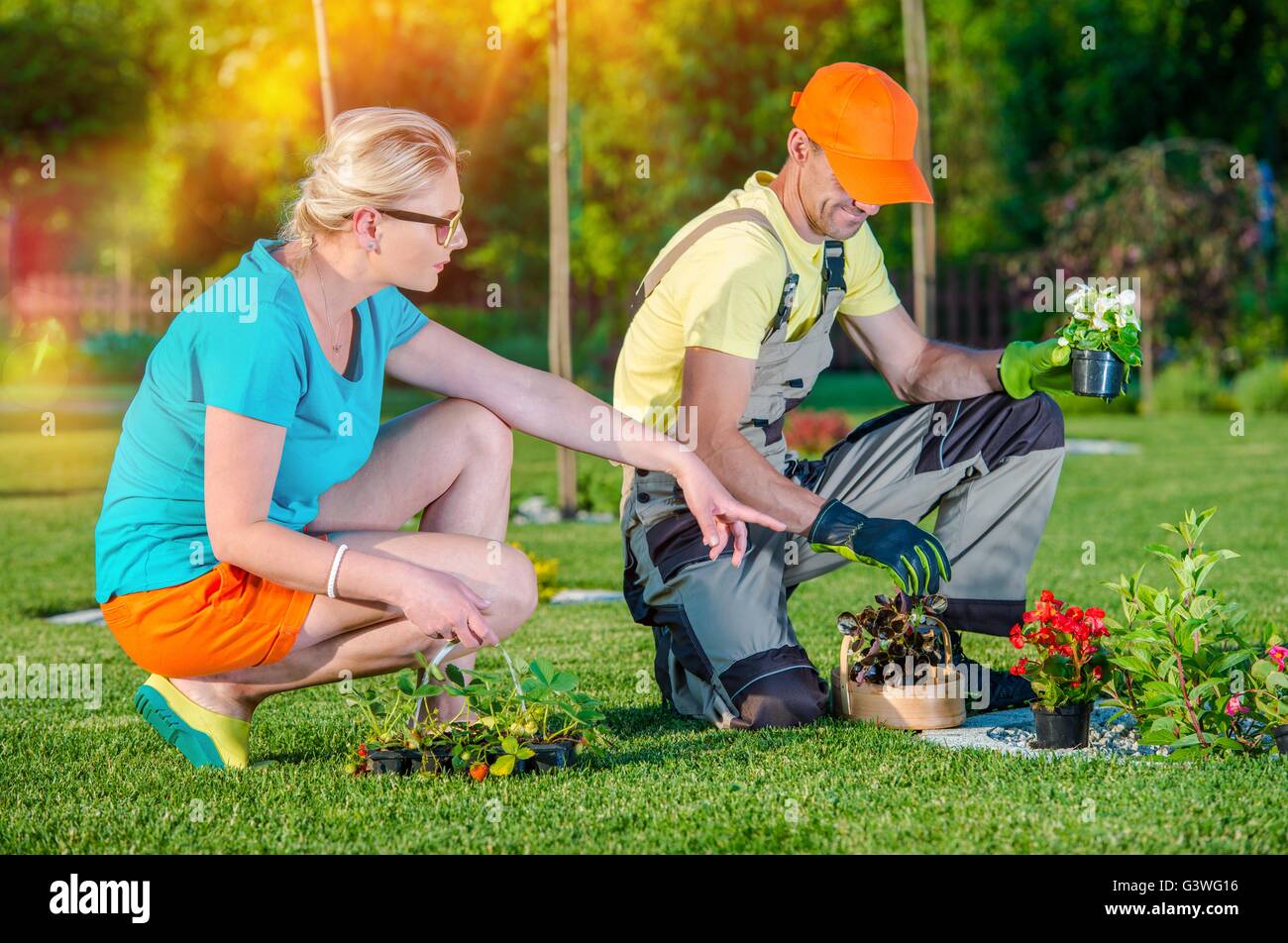 Landscaper and client hi-res stock photography and images - Alamy