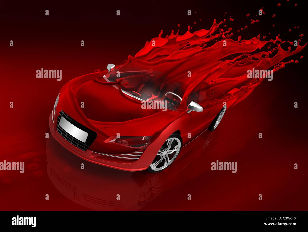Concept car with fast red splashes nice image Stock Photo - Alamy