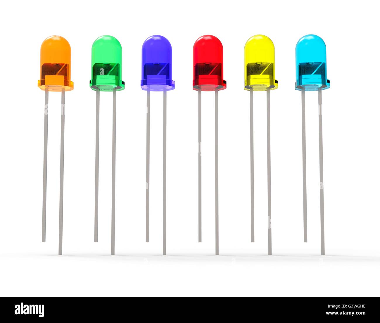 LEDs of different colour isolated on a white background Stock Photo - Alamy