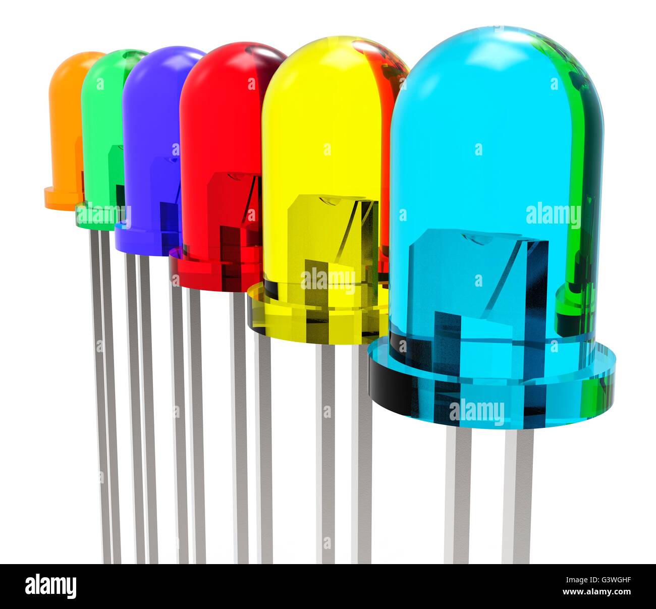 LEDs of different colour isolated on a white background Stock Photo - Alamy