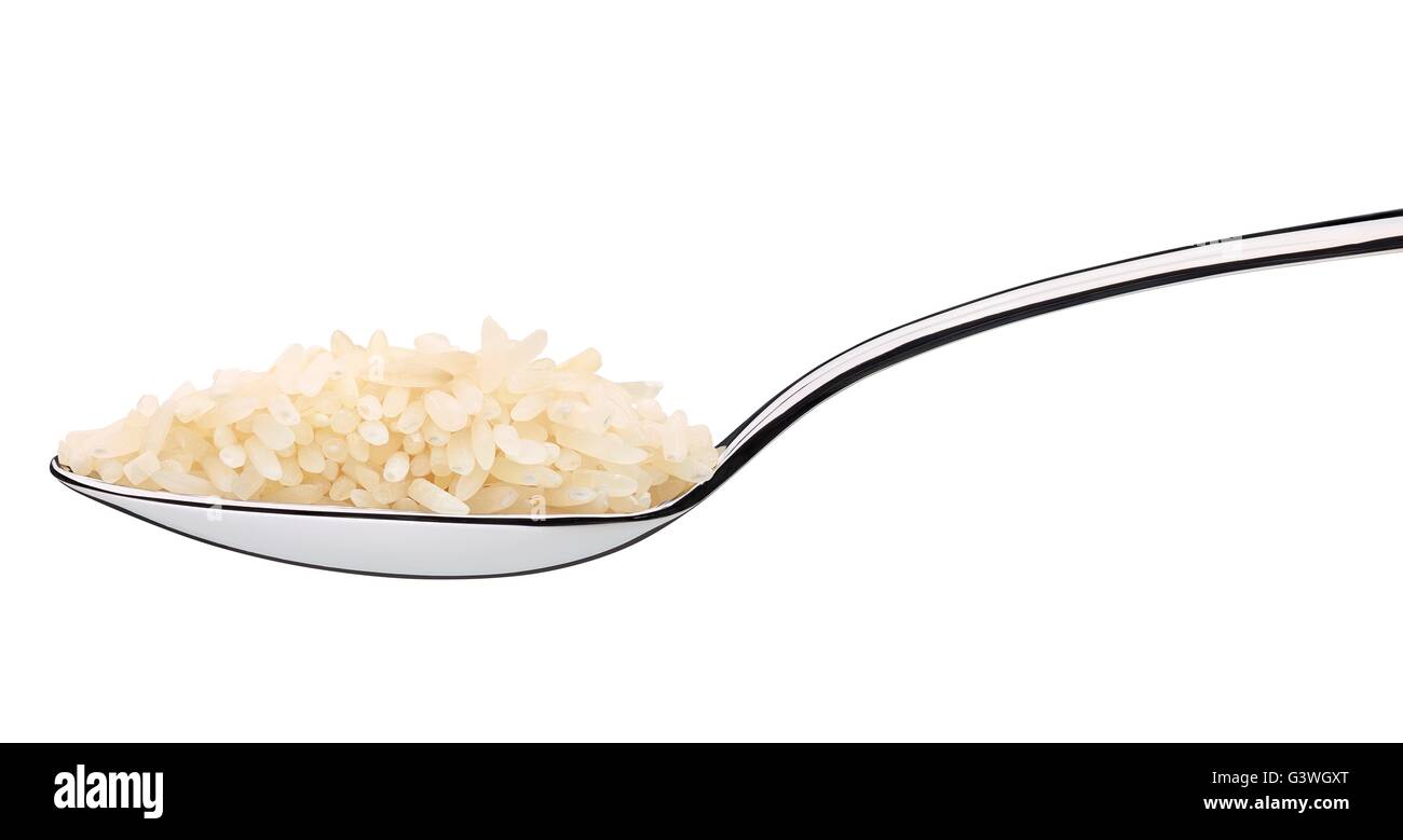spoonfull of rice isolated on white background Stock Photo - Alamy