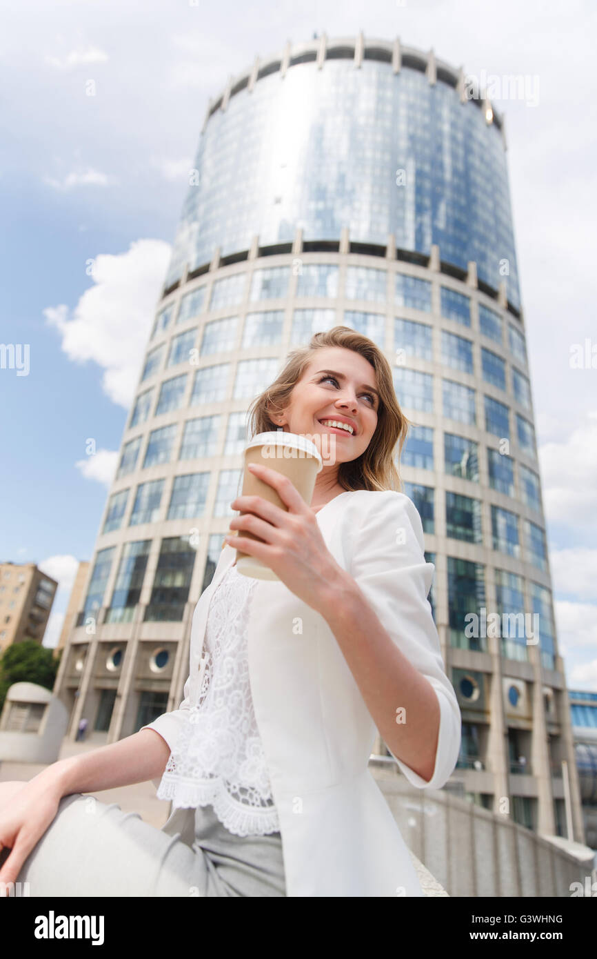 Beautiful Woman with Coffee Stock Photo - Alamy