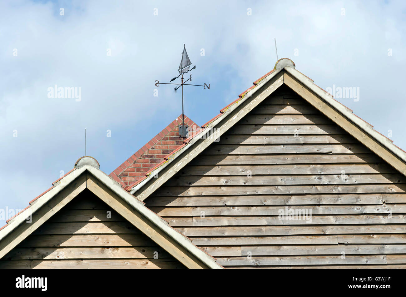 Gable ends of a building forming a pattern at Hickling on the Norfolk ...