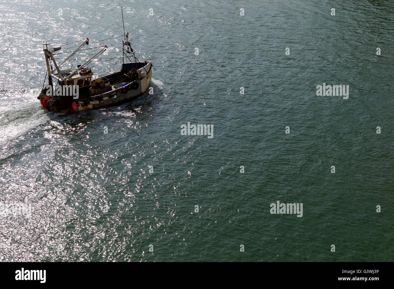 Small fishing boat seen from above, Newhaven, Sussex, UK Stock Photo ...
