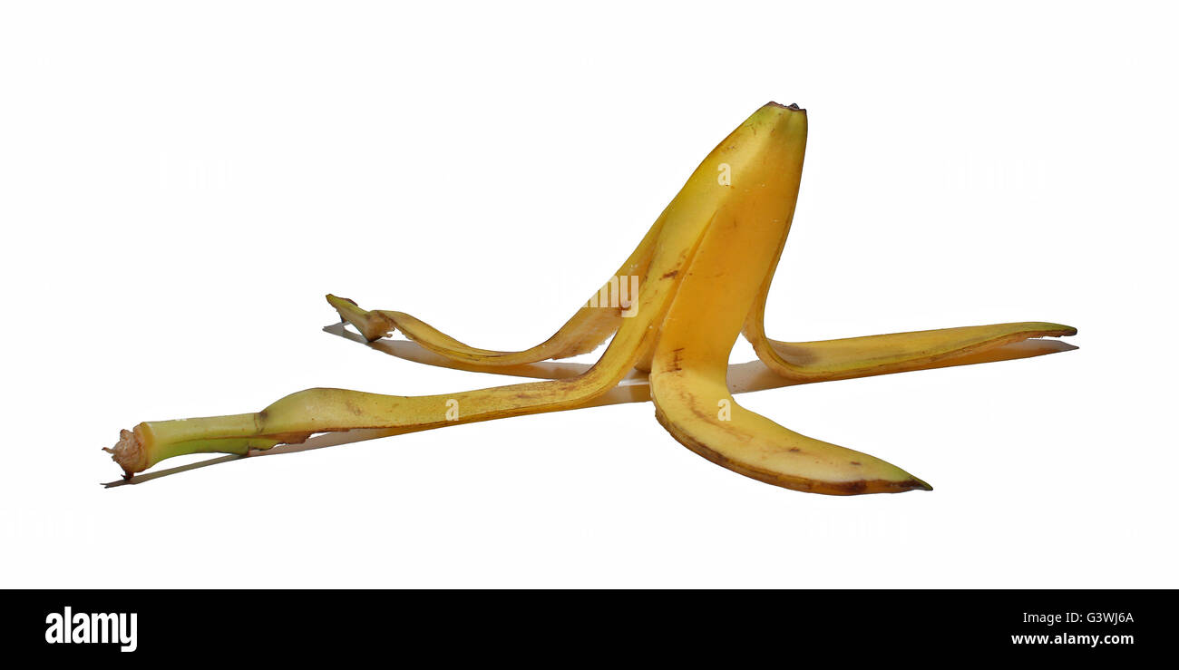 Banana peel isolated on white background Stock Photo - Alamy