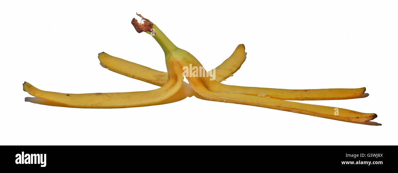 Banana peel isolated on white background Stock Photo - Alamy