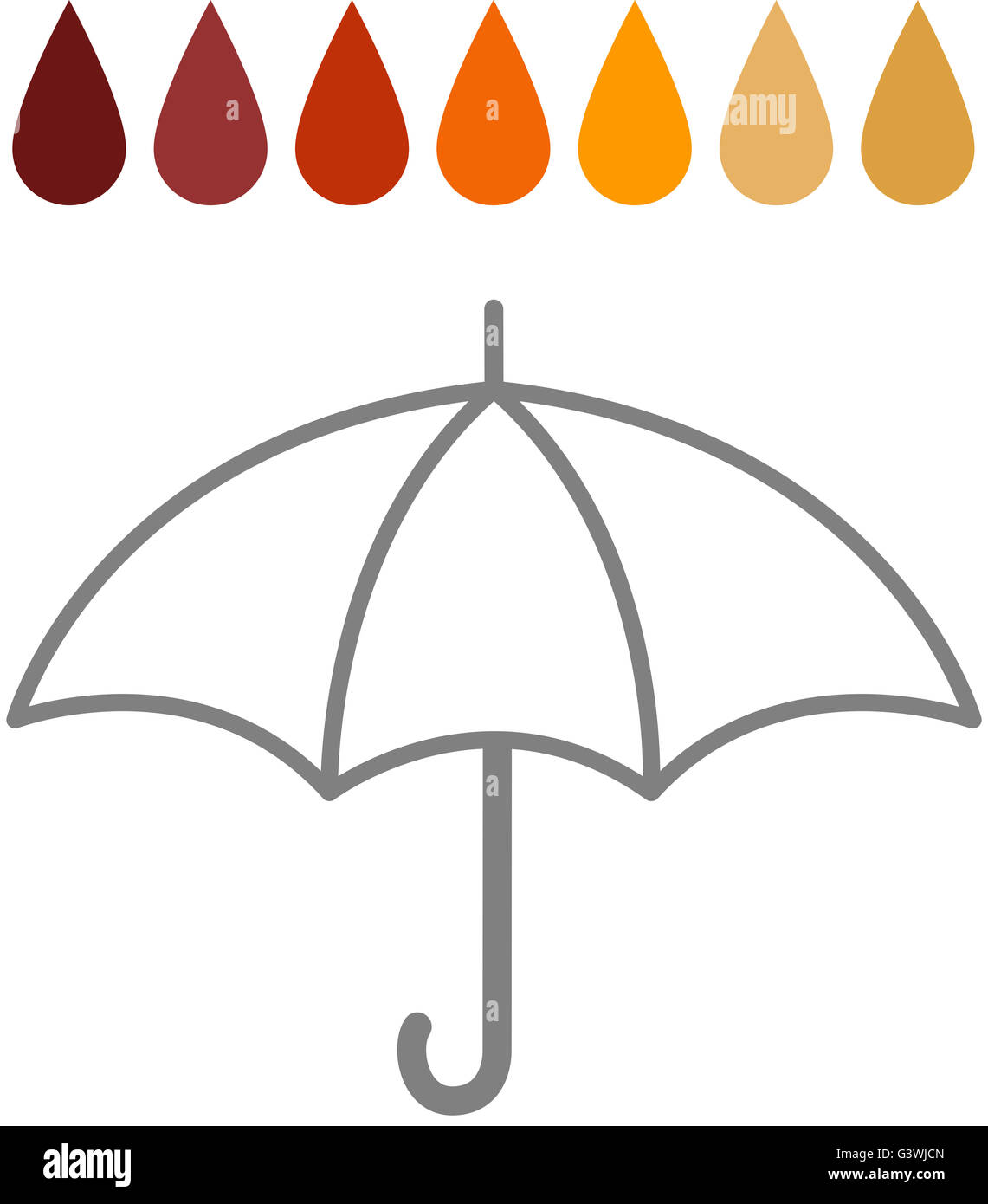 Umbrella Outline With Raindrops