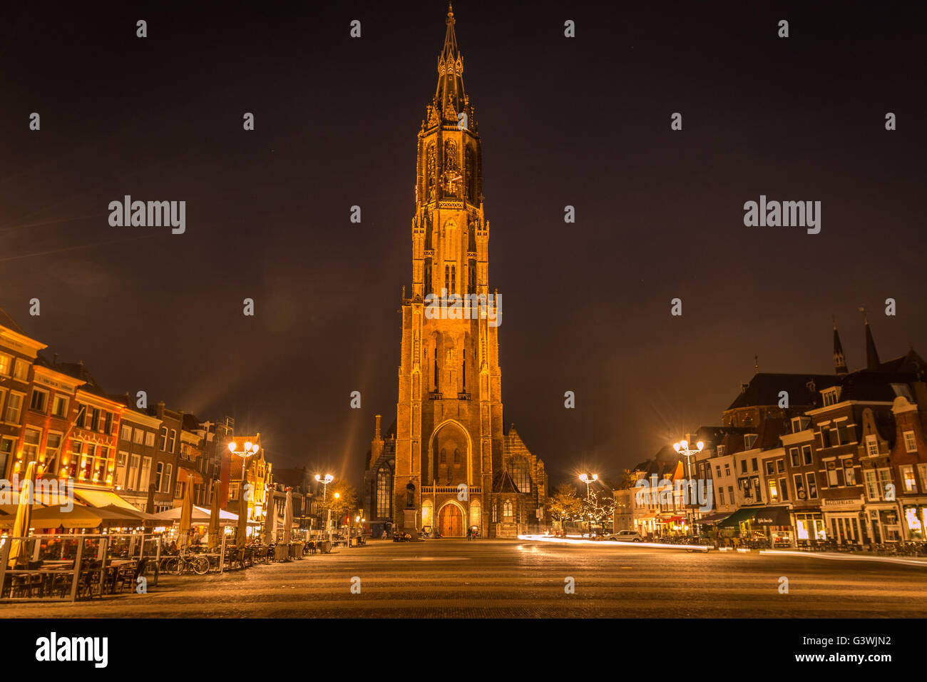 The tower of Delft at night Stock Photo - Alamy