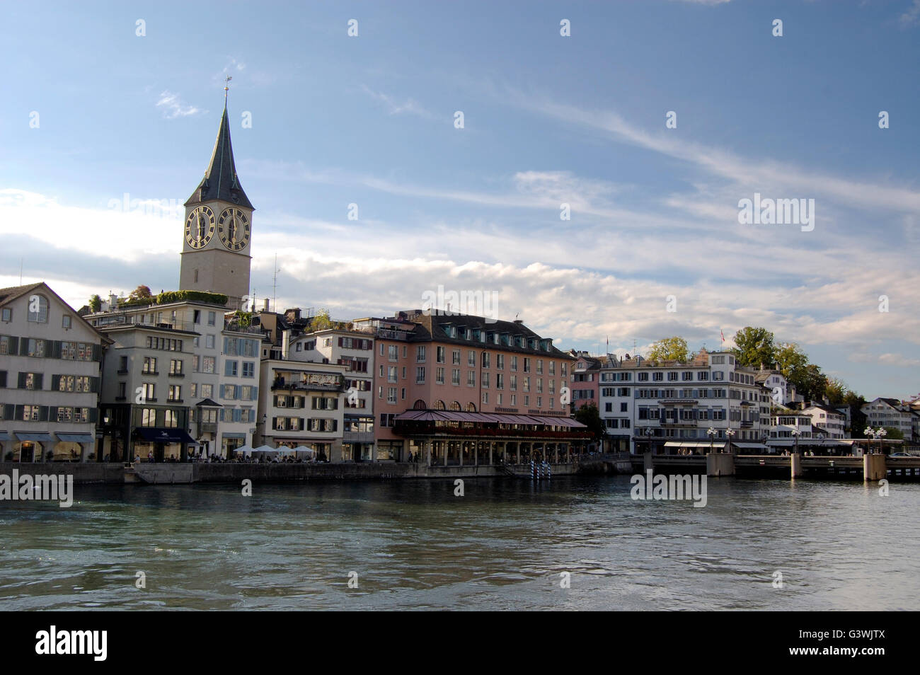 The busy riverfront area of Zurich late afternoon Stock Photo - Alamy