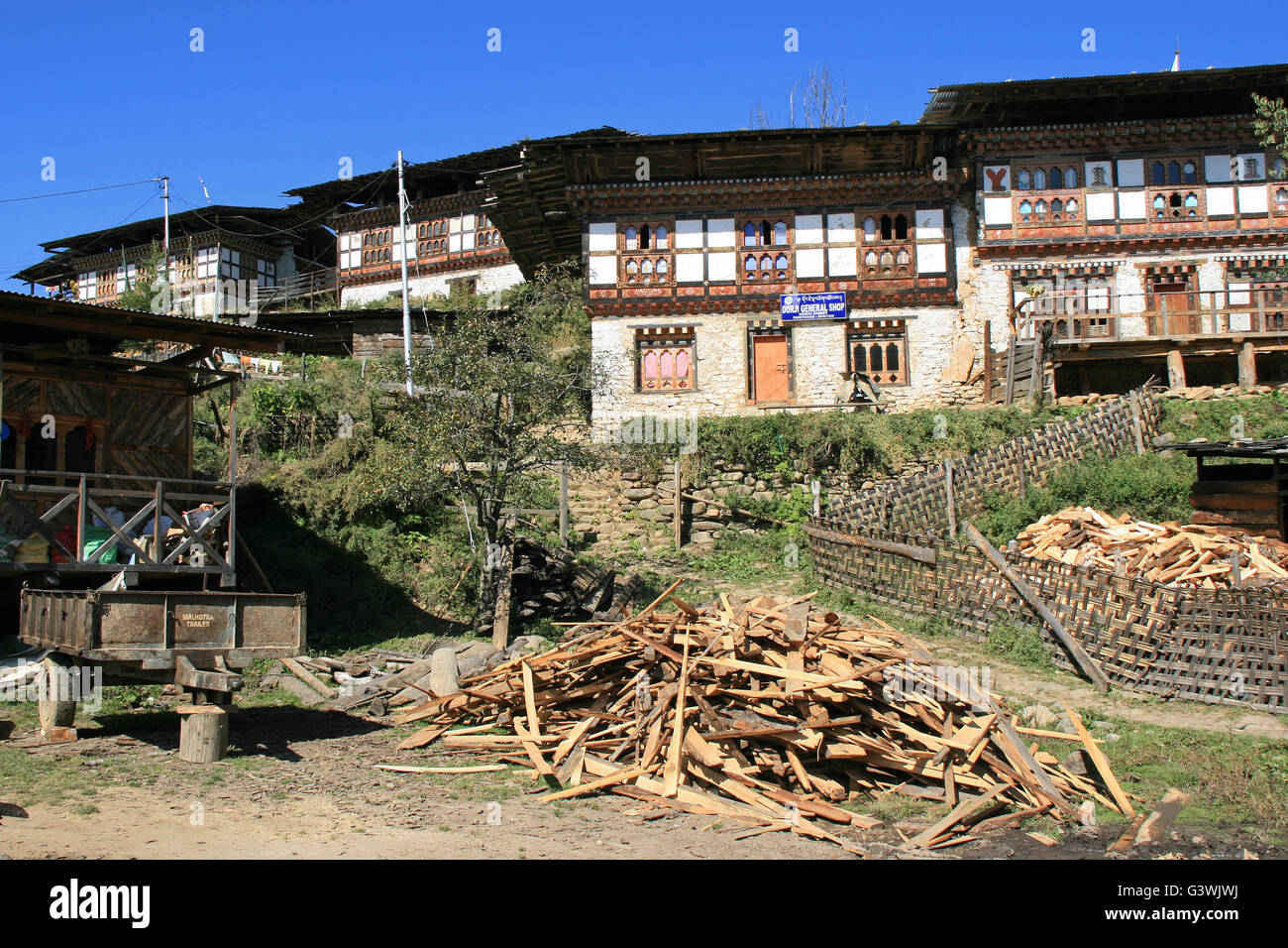 Typical village in the countryside between Jakar and Punakha (Bhutan ...