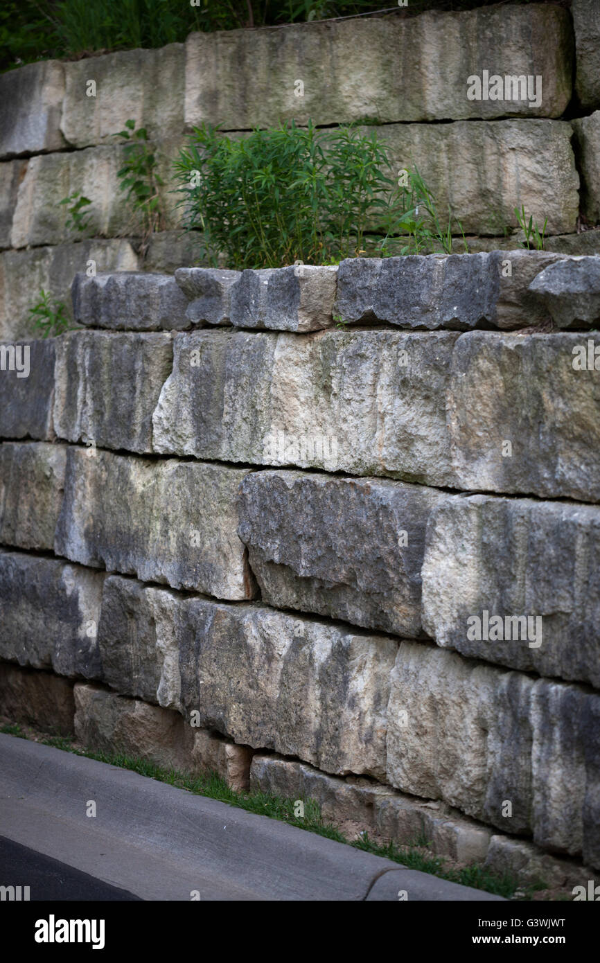 Limestone block wall Stock Photo - Alamy