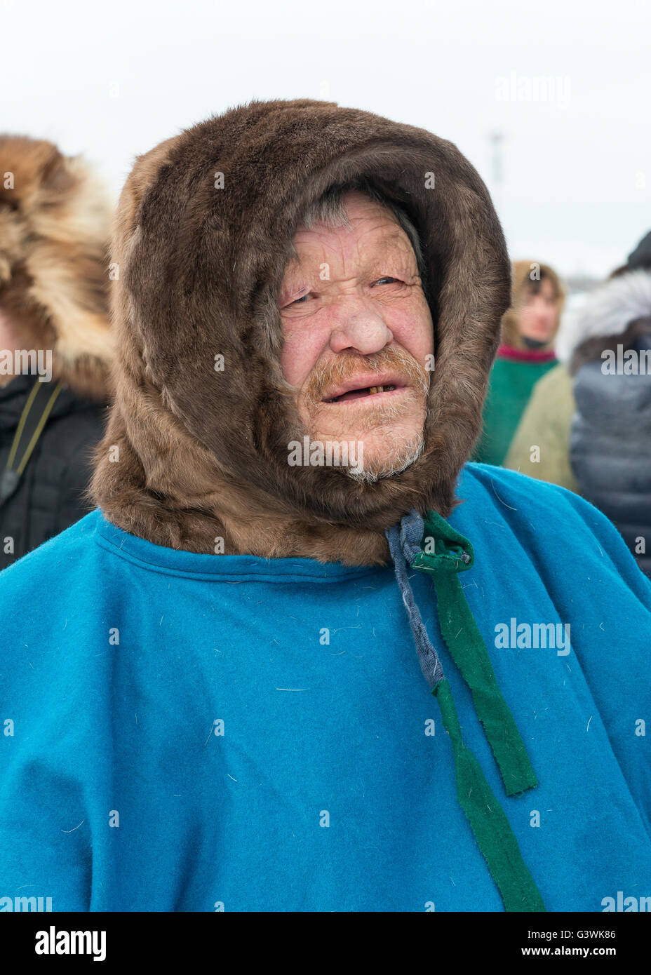 elderly nenets in national clothes, malitsa. The Yamal Peninsula Stock ...