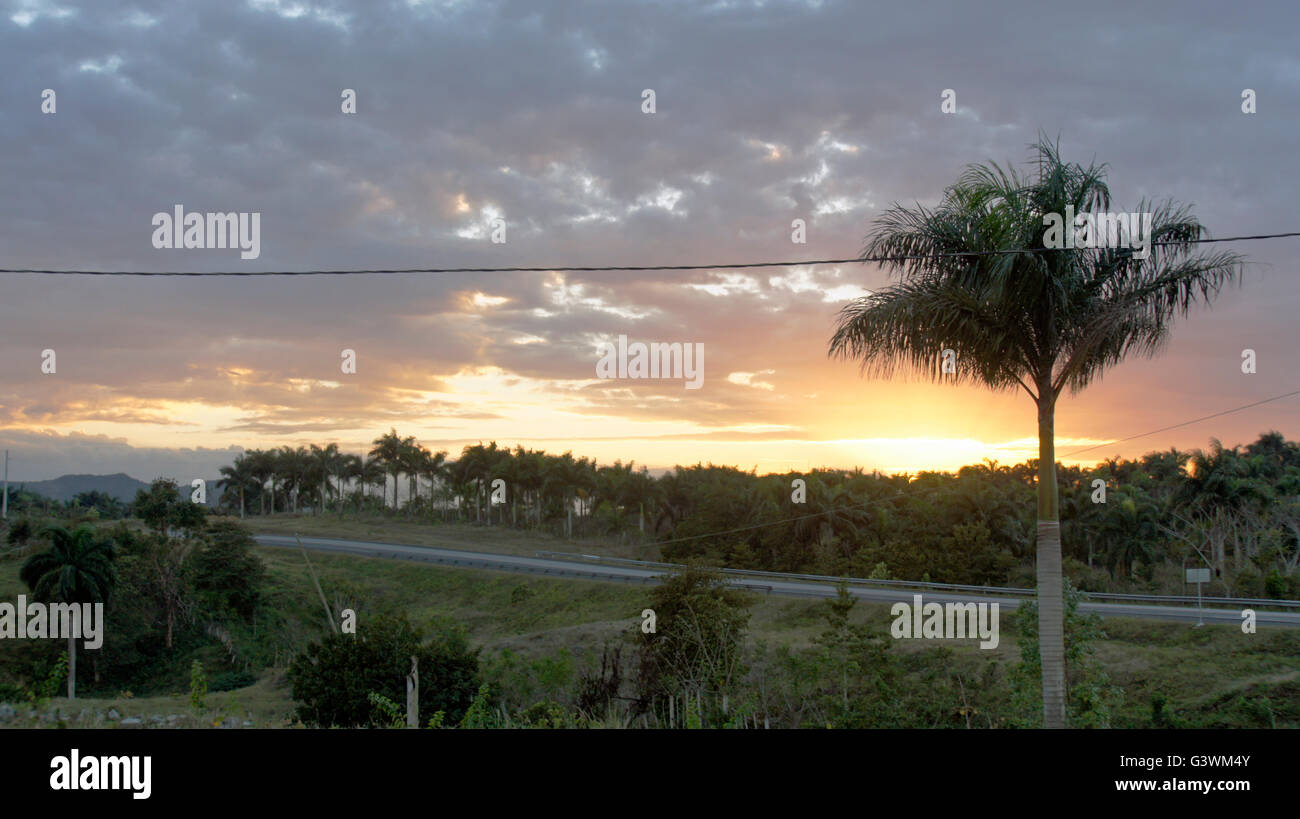 caribbean sunset from the dominican republic Stock Photo - Alamy