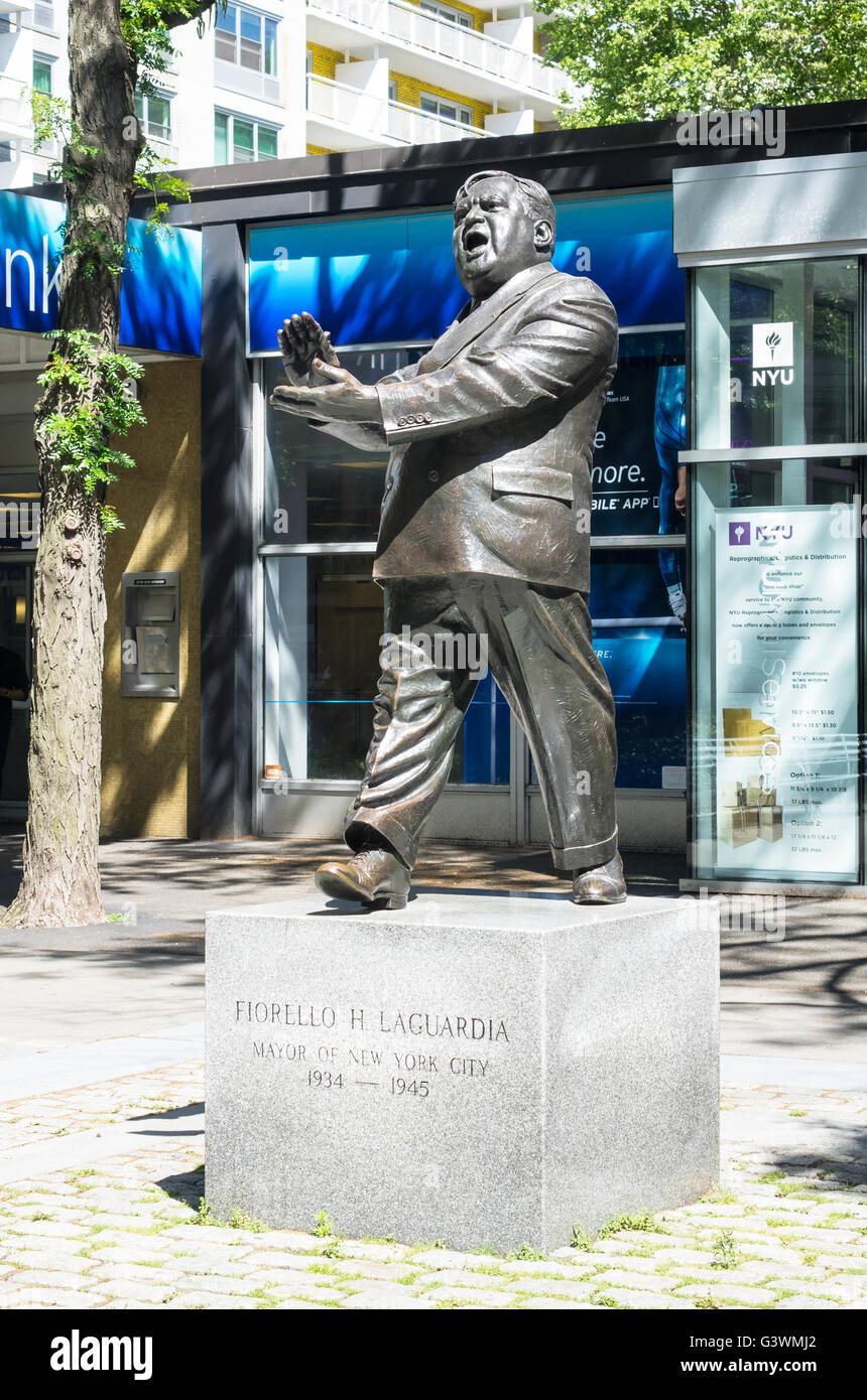 Fiorello La Guardia Statue in Greenwich Village in New York City Stock ...