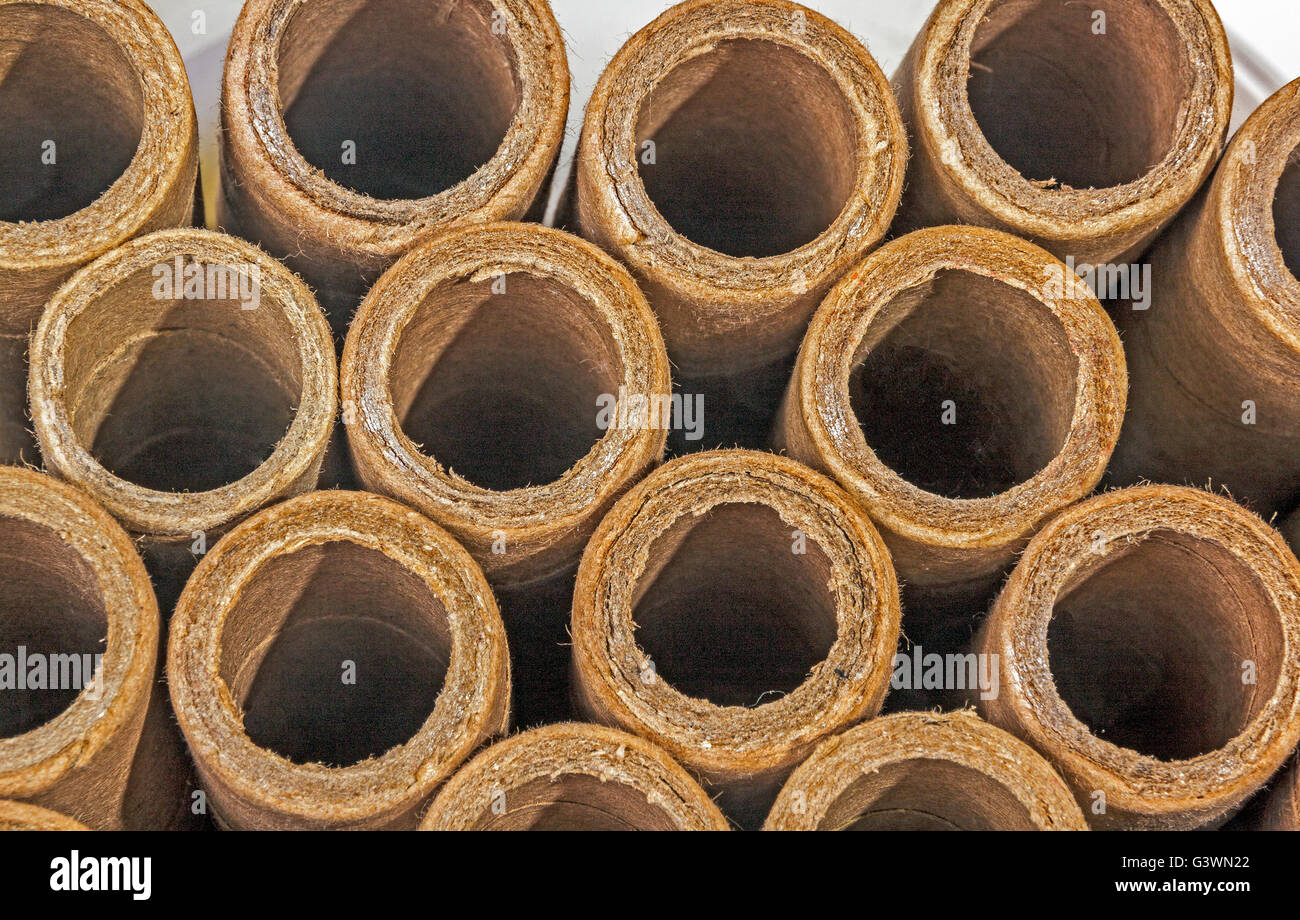 Close up of horizontally stacked collection of cardboard packaging ...