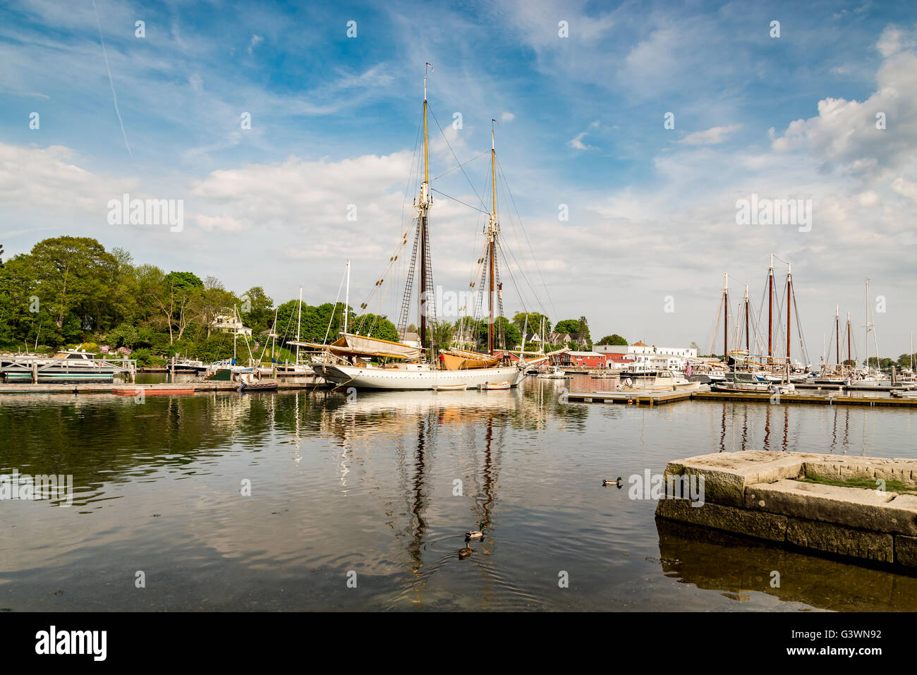 Boats at dock in Camden, ME Stock Photo - Alamy