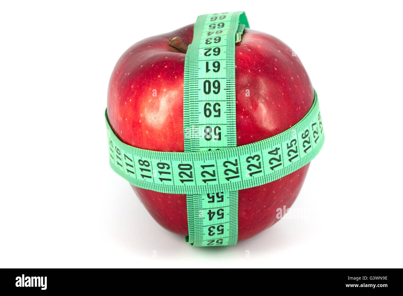 Apple with a tape measure Stock Photo - Alamy