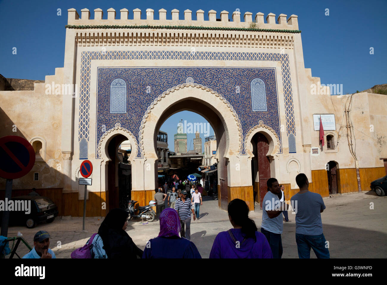 Bab Boujloud " Blue Gate " in Fes, Morocco. Gate is the entrance to the ...