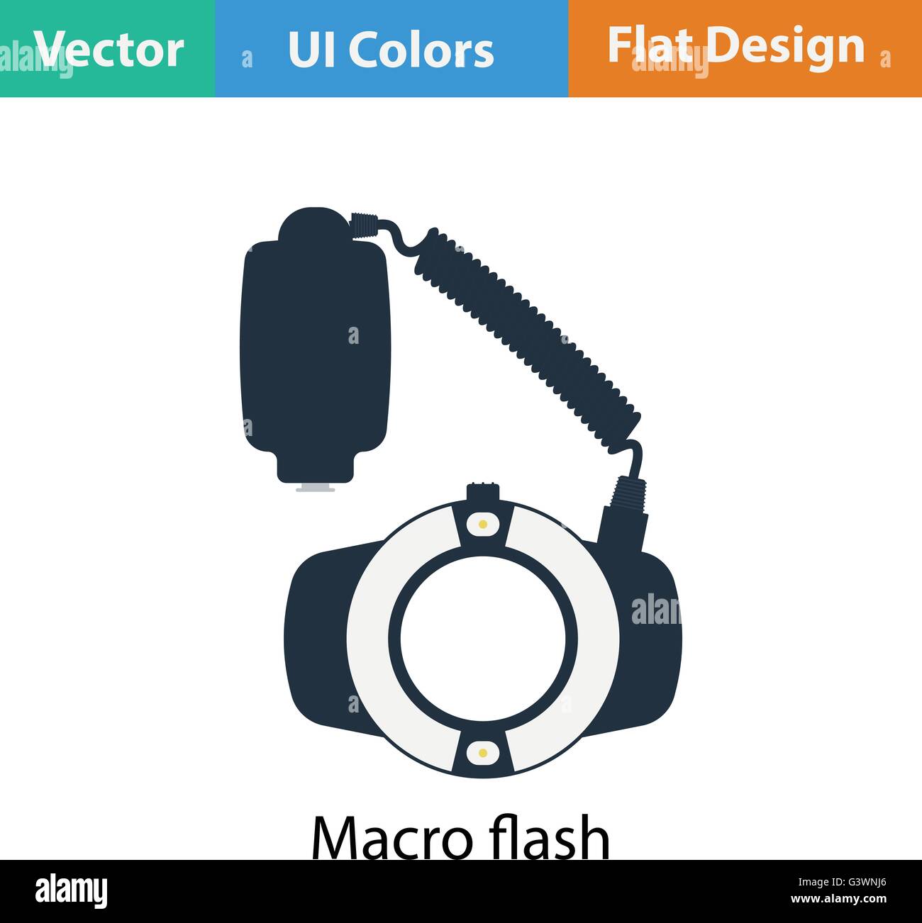 Icon of portable circle macro flash. Flat color design. Vector ...