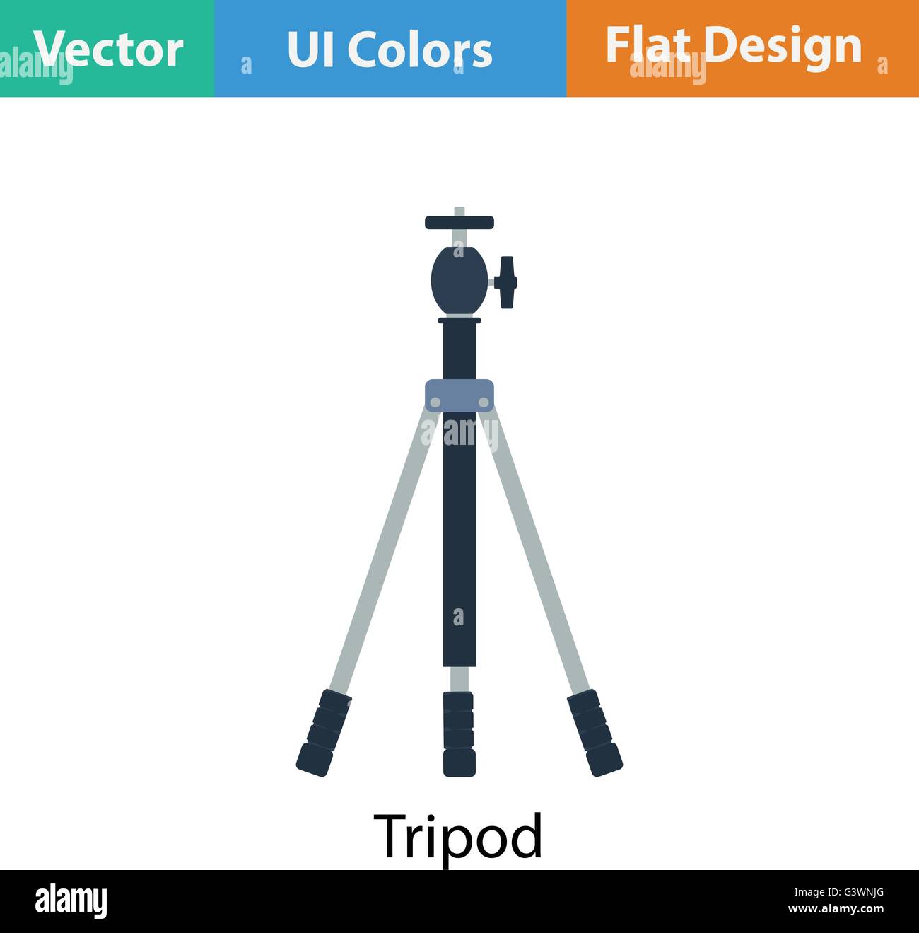 Icon of photo tripod. Flat color design. Vector illustration Stock ...