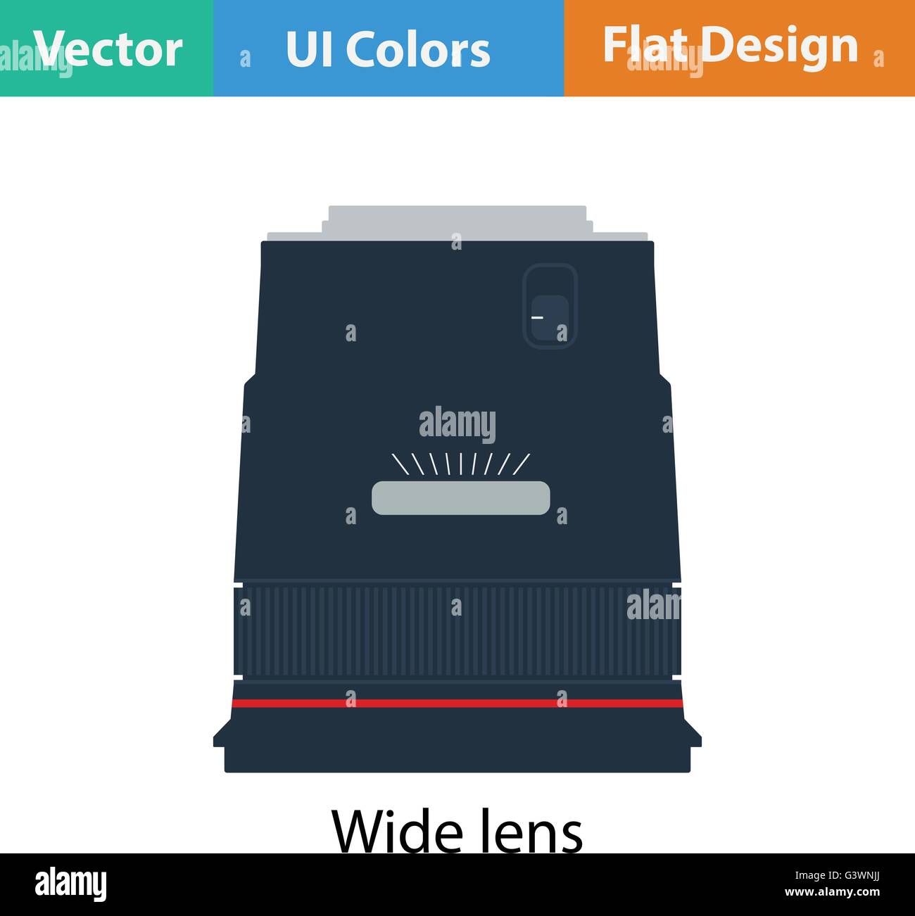 Icon of photo camera wide lens. Flat color design. Vector illustration ...