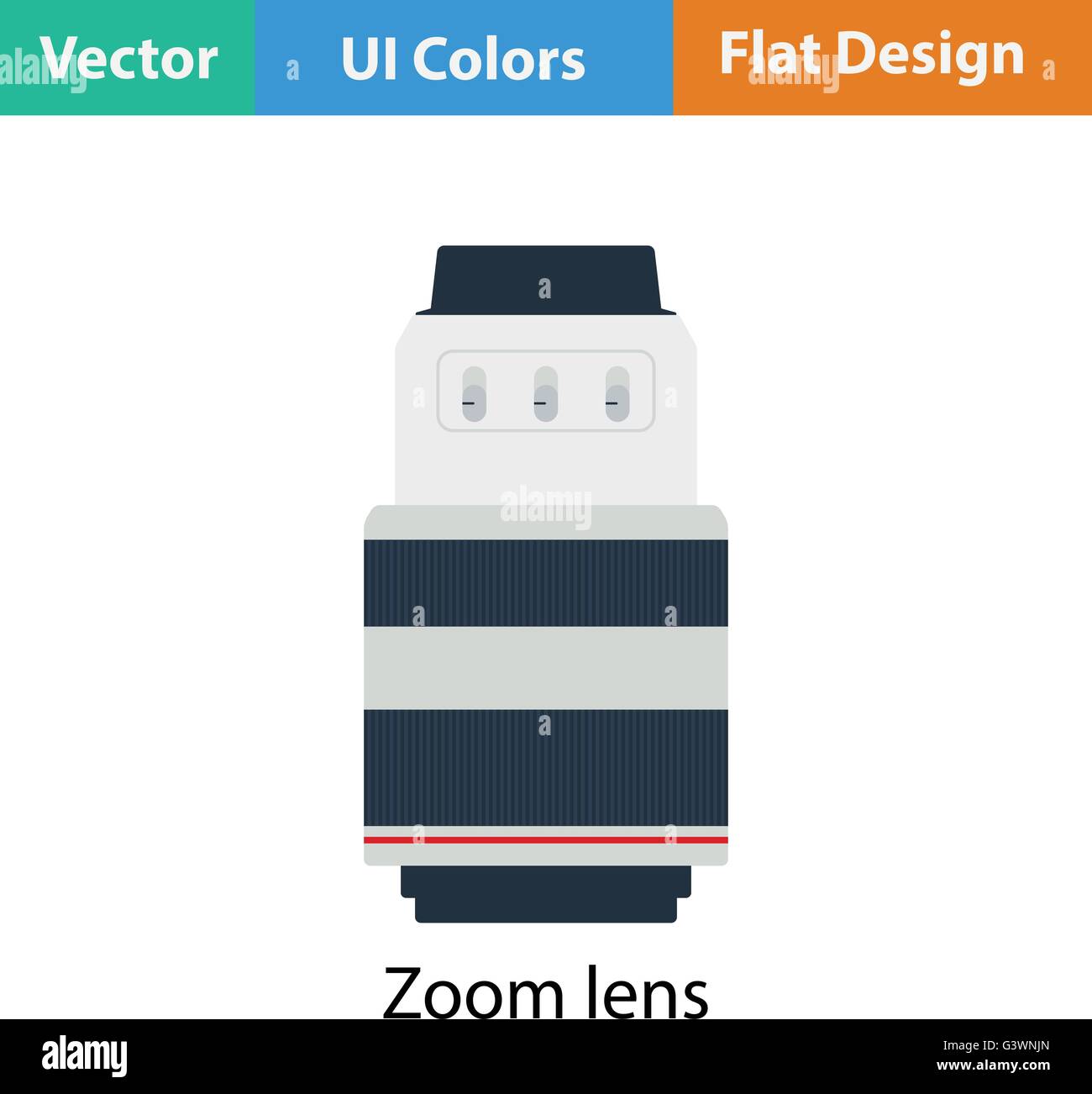 Icon of photo camera zoom lens. Flat color design. Vector illustration ...