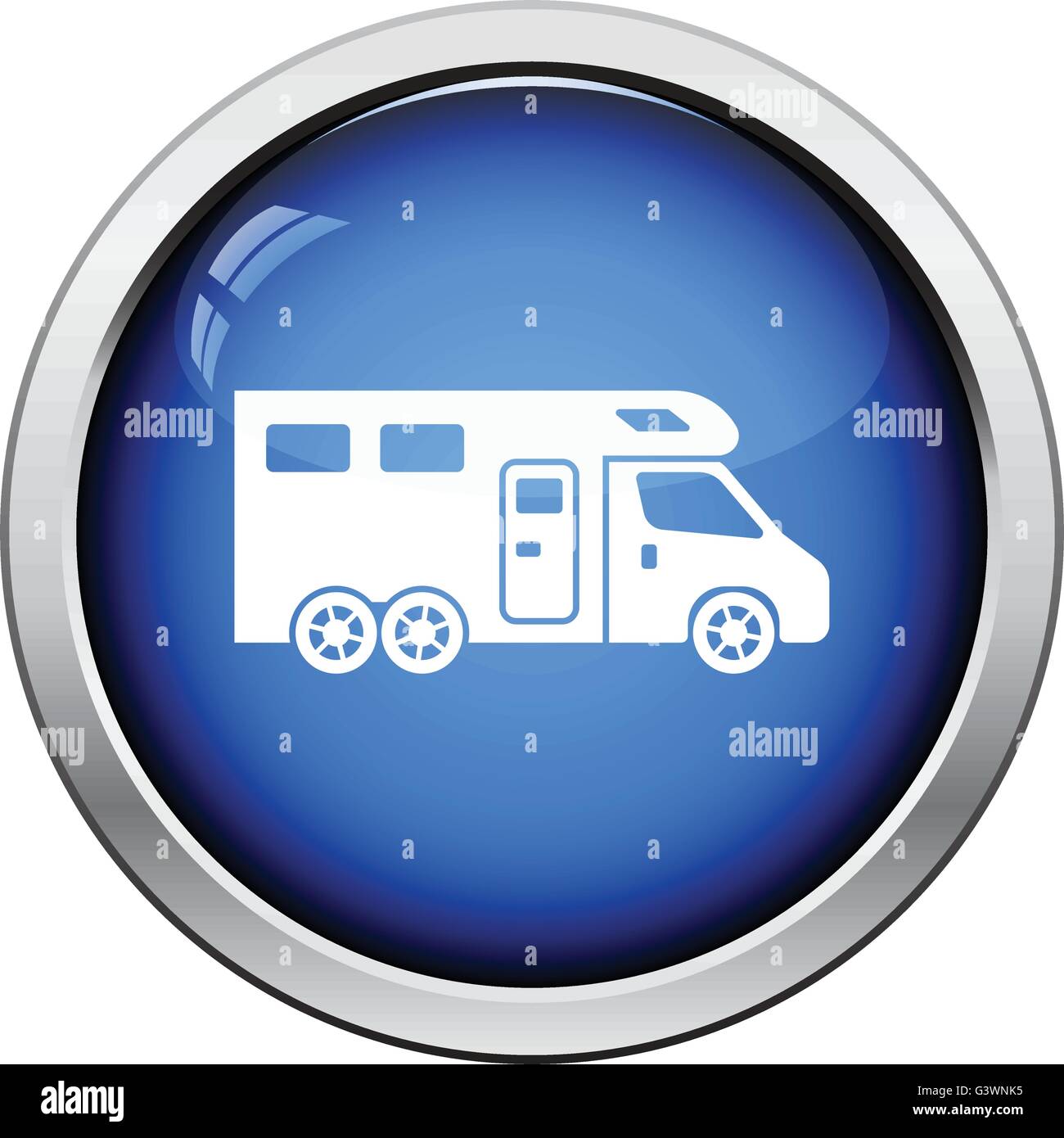 Camping family caravan icon. Glossy button design. Vector illustration ...
