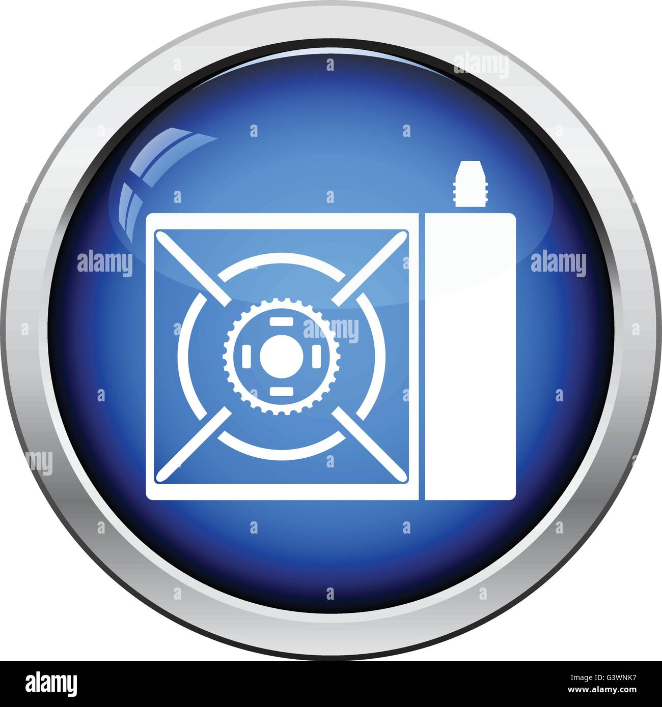 Camping gas burner stove icon. Glossy button design. Vector ...