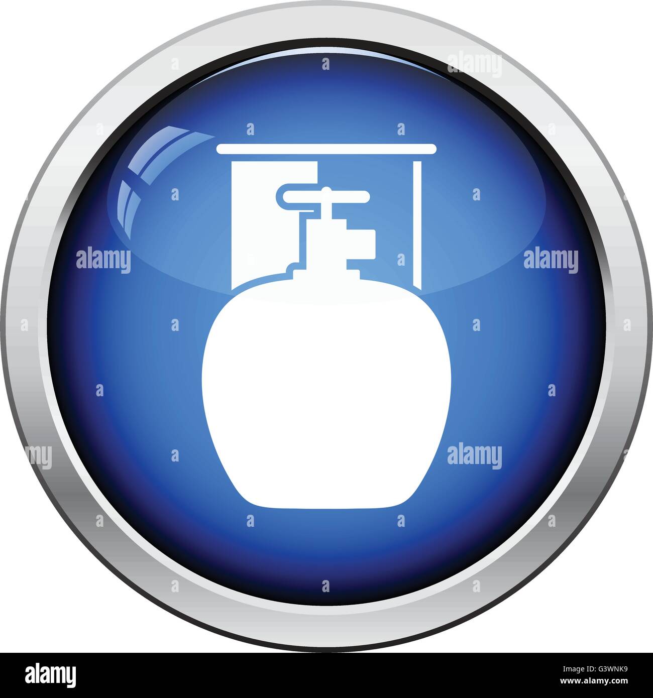 Camping gas container icon. Glossy button design. Vector illustration ...